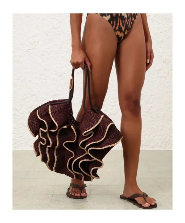 Zimmermann Goldentime Ruffle Tote Bag