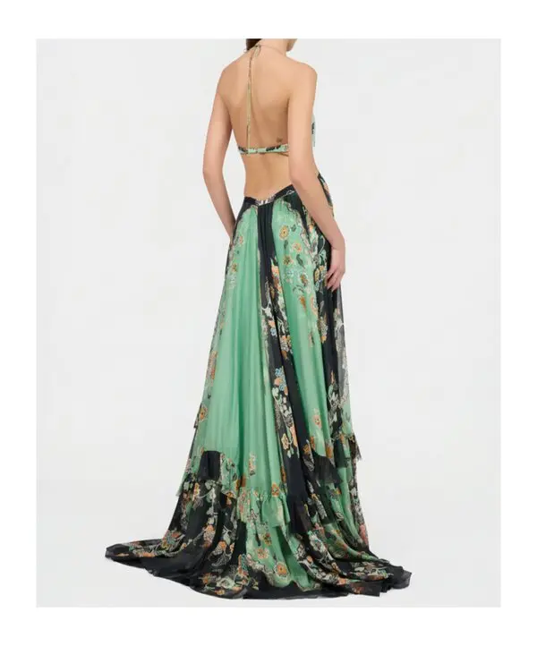 Roberto Cavalli Printed Halter-neck Maxi Dress With Cut-out Detailing