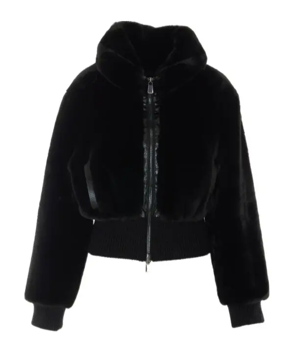 Pinko Faux-fur Ribbed-trim Jacket