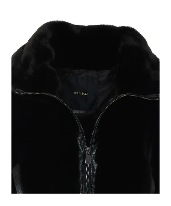 Pinko Faux-fur Ribbed-trim Jacket