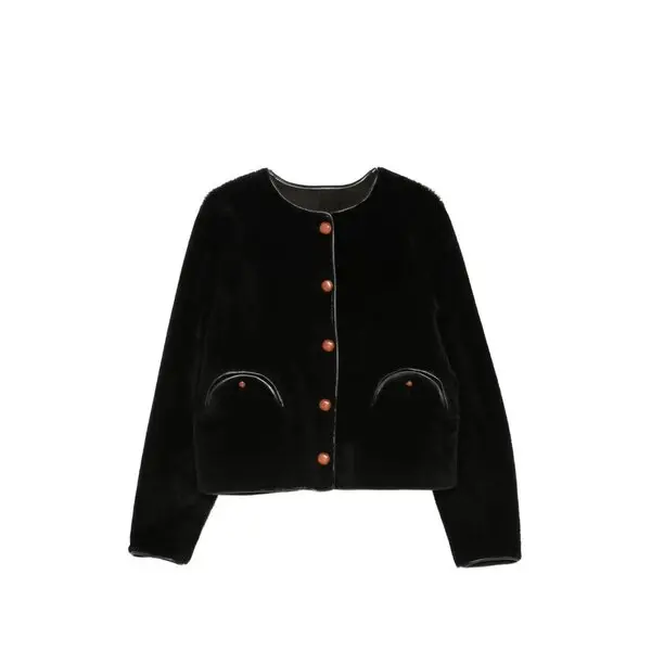 BLAZÉ MILANO Shearling Jacket With Button Closure - Black