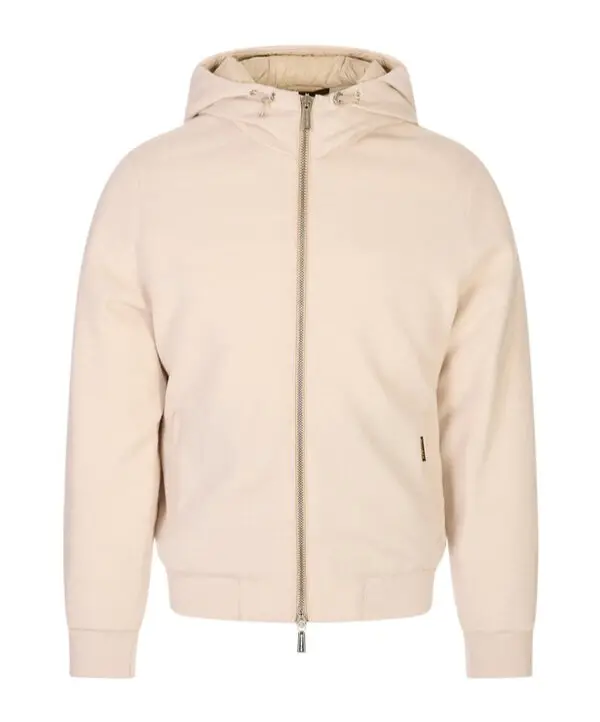 MOORER Zip-up Hooded Long-sleeve Jacket - Cream