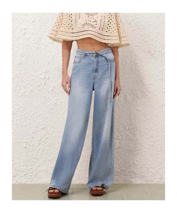 Zimmermann Indra High-rise Wide-leg Jeans
