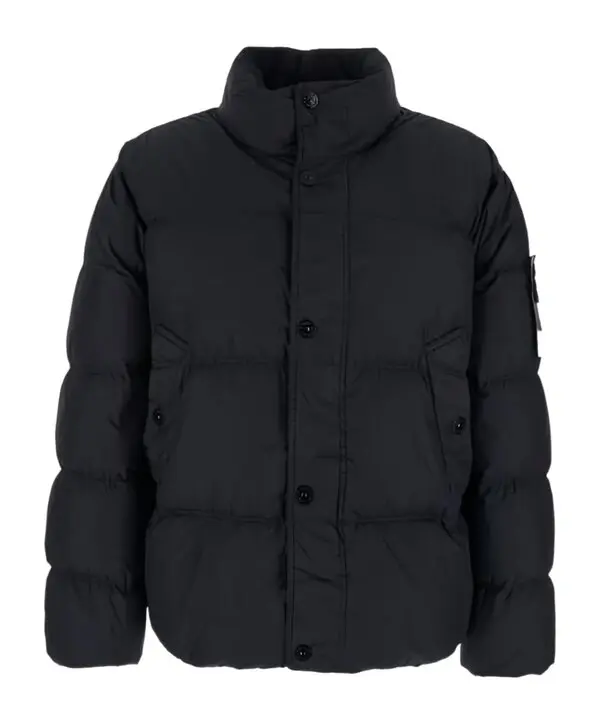 Stone Island Button Puffer Jacket - Black