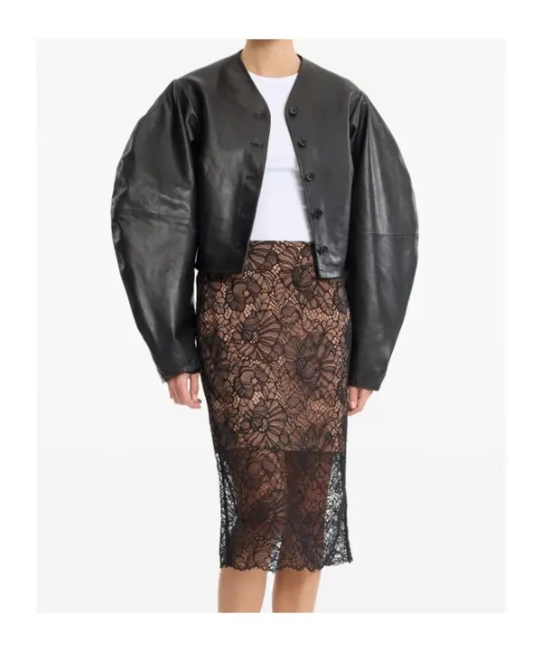 ROTATE BY BIRGER CHRISTENSEN Button Leather Jacket