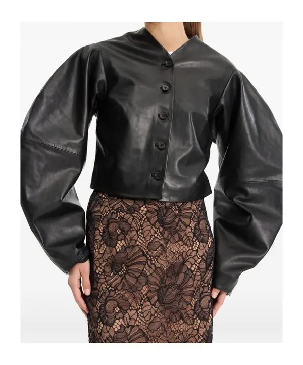 ROTATE BY BIRGER CHRISTENSEN Button Leather Jacket
