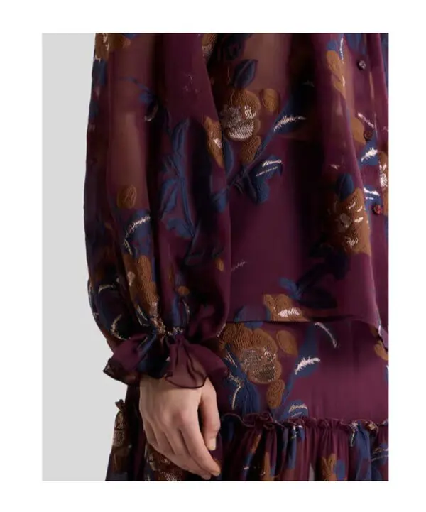 Etro Silk-blend Jacquard Shirt With Fil Coupé Flowers