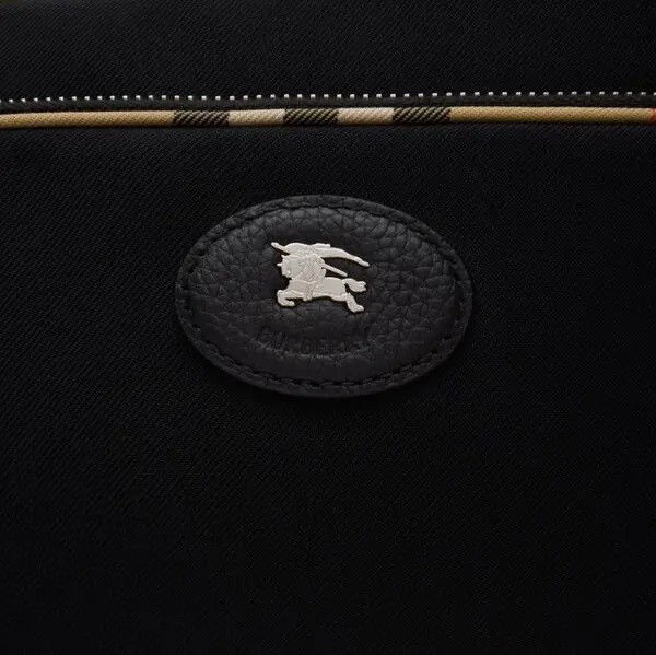 Burberry Checked Trim Zip Shoulder Bag