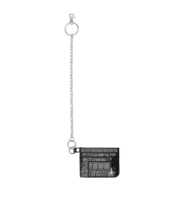 VIVIENNE WESTWOOD Croc-effect Orb Card Holder - Gray