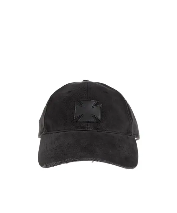 Vetements Leather Biker Cross Baseball Cap - Black
