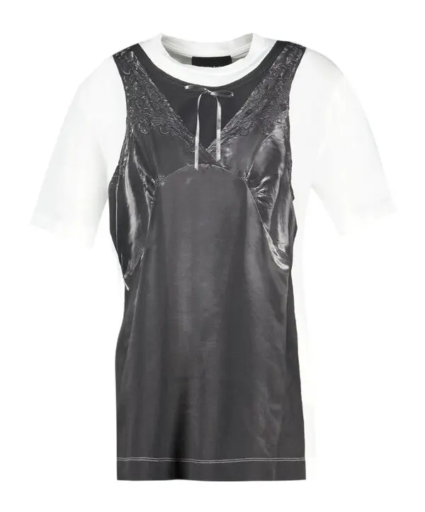Simone Rocha Trompe Loeil Patchwork T-shirt - White/black