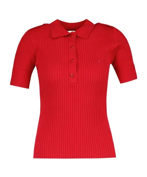COURREGES Courrèges Rib-knit Logo Embroidered Polo Shirt