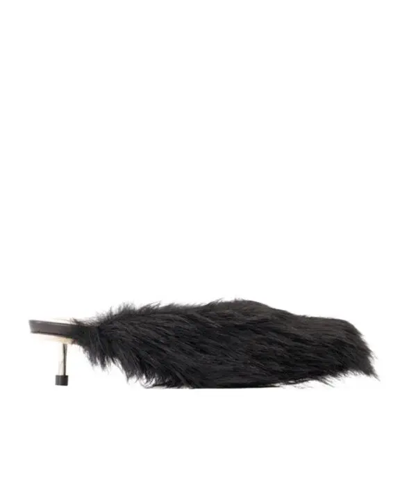 Simone Rocha Faux Fur High Heel Mules With Metallic Heel