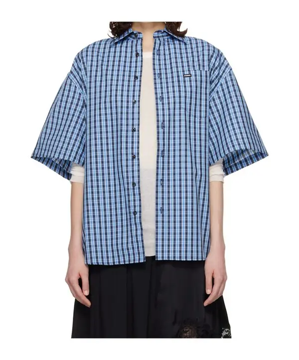 Vetements Plaid Short-sleeved Shirt - Blue