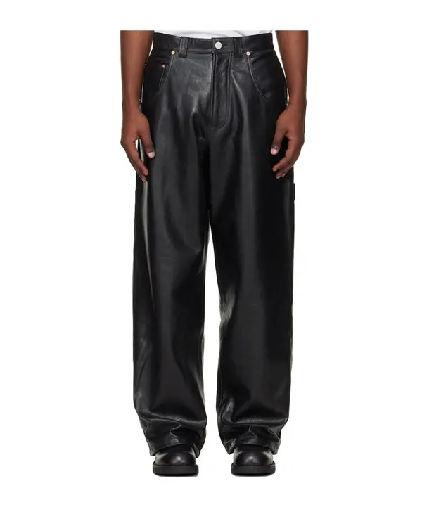 Vetements Hip-hop Leather Pants With Belt Loops