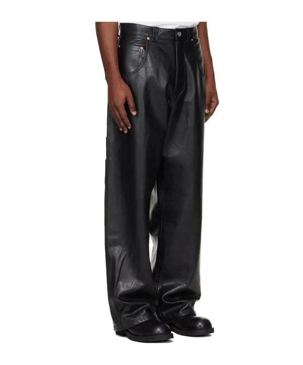 Vetements Hip-hop Leather Pants With Belt Loops
