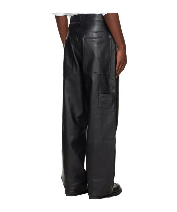 Vetements Hip-hop Leather Pants With Belt Loops