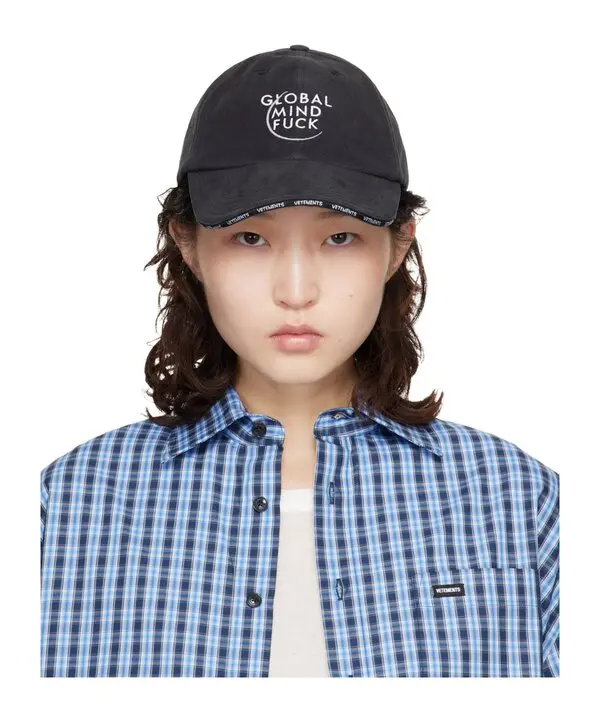 Vetements Global Mf Embroidered Text Sticker Cap