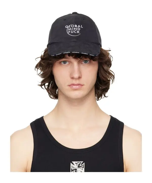 Vetements Global Mf Embroidered Text Sticker Cap