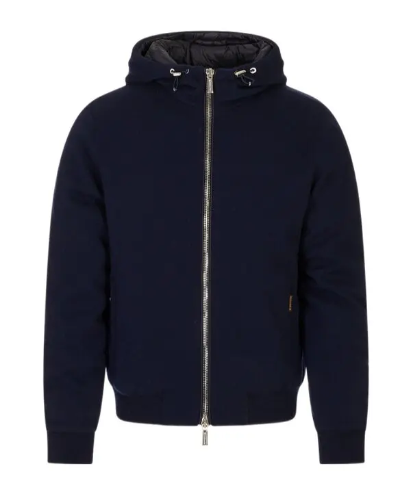 MOORER Long Sleeve Down Jacket With Hood - Navy