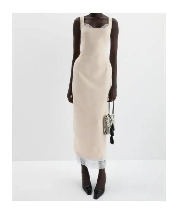 Magda Butrym Contoured Midi Dress With Lace Trim