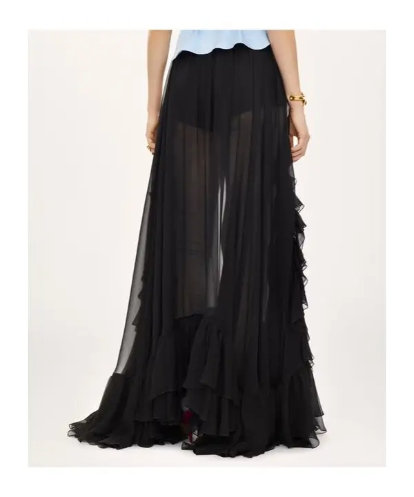 Chloé Ruffled Long Skirt In Silk Mousseline