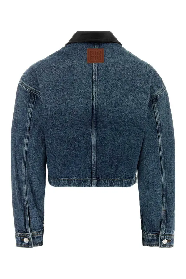 ANINE BING Contrast Collar Denim Jacket