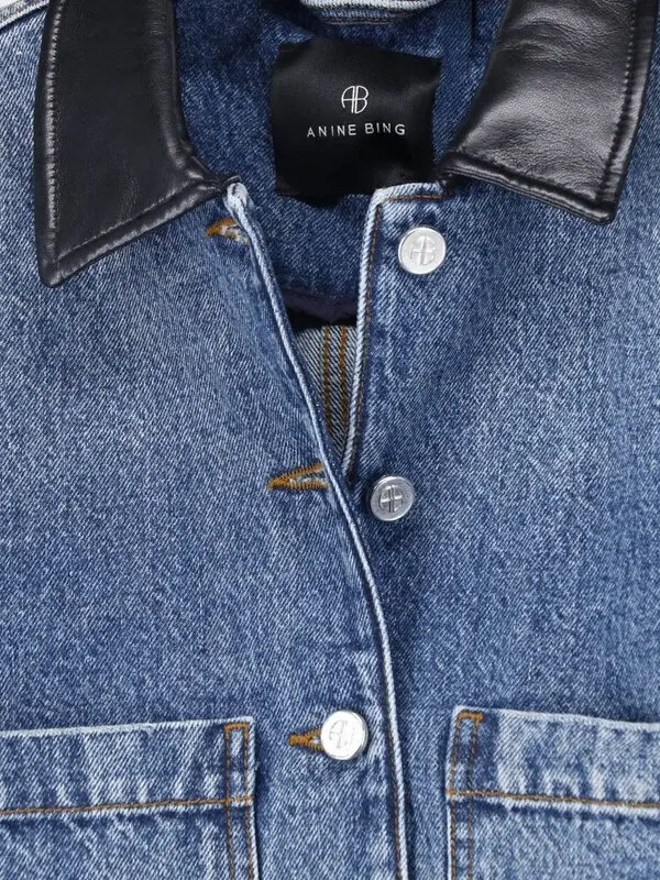 ANINE BING Contrast Collar Denim Jacket