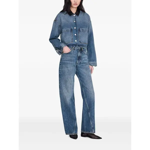 ANINE BING Contrast Collar Denim Jacket