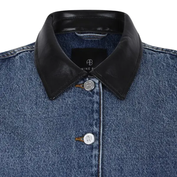 ANINE BING Contrast Collar Denim Jacket