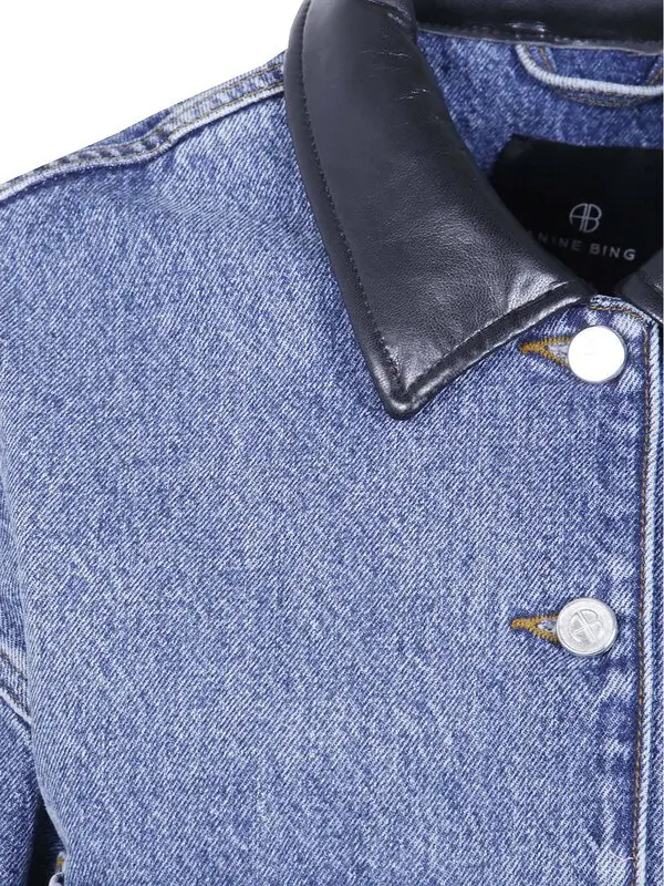 ANINE BING Contrast Collar Denim Jacket