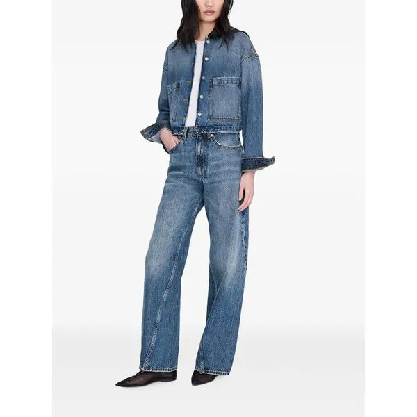 ANINE BING Contrast Collar Denim Jacket
