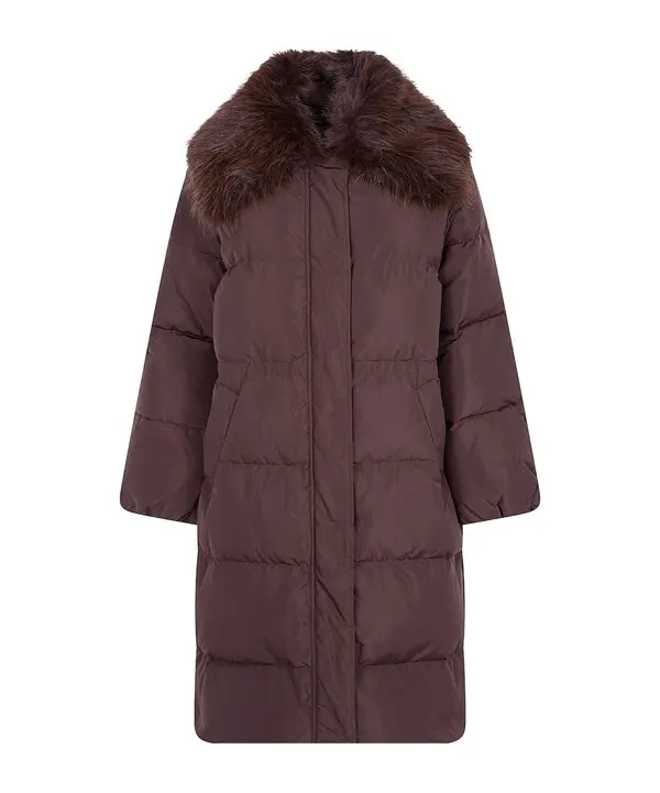 TWINSET Quilted Padded Jacket With Fur Collar