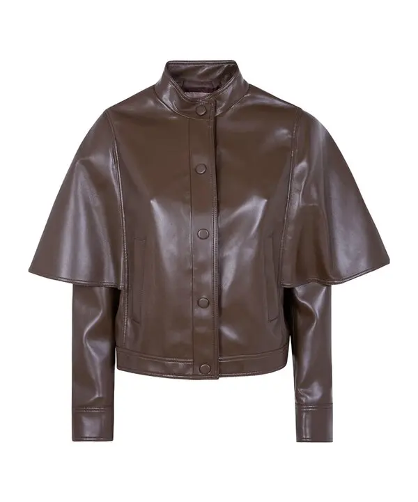 TWINSET Faux-leather Shawl-collar Casual Jacket