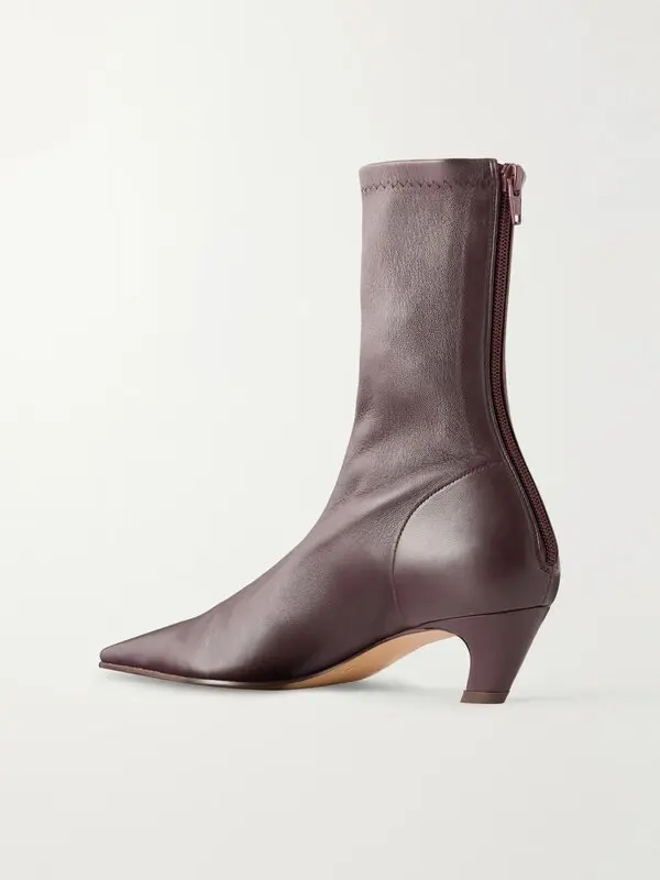 Khaite Solid Color Leather Ankle Boots