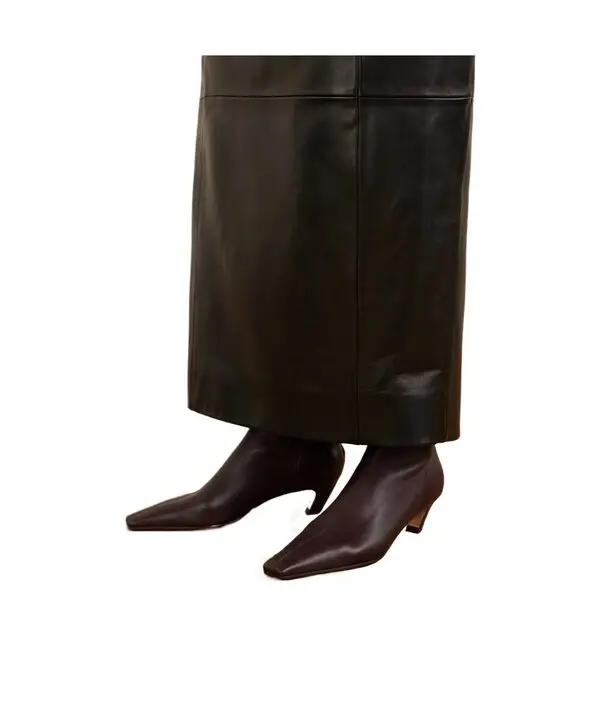 Khaite Solid Color Leather Ankle Boots