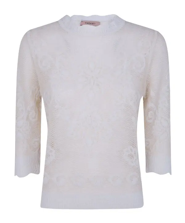 TWINSET Jacquard Lace Knit Jumper - Neutrals