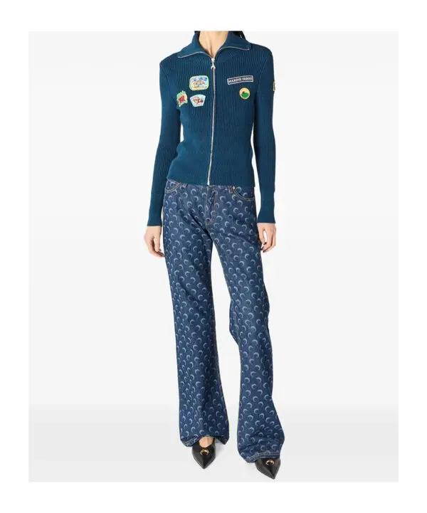 MARINE SERRE Deadstock Scout Patches Zip-up Cardigan