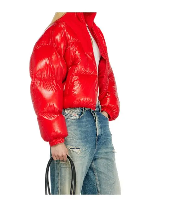 DIESEL® Down Puffer Jacket In Ripstop With Knitted Collar