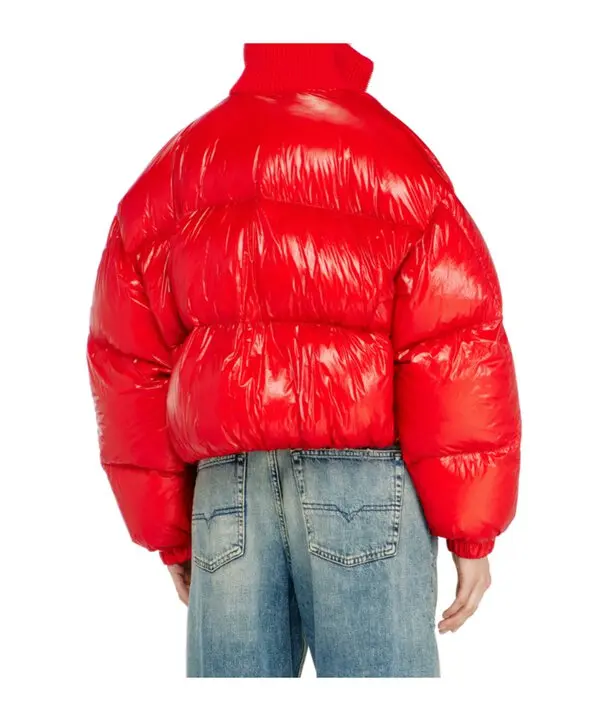 DIESEL® Down Puffer Jacket In Ripstop With Knitted Collar