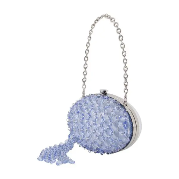 SELF-PORTRAIT Oval Embellished Chain Clutch Bag