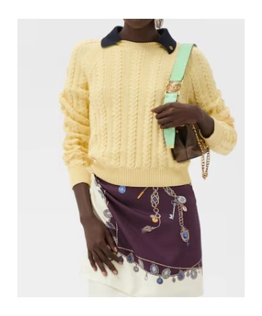 Versace Cable-knit Contrasting Collar Sweater - Yellow