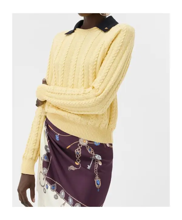 Versace Cable-knit Contrasting Collar Sweater - Yellow