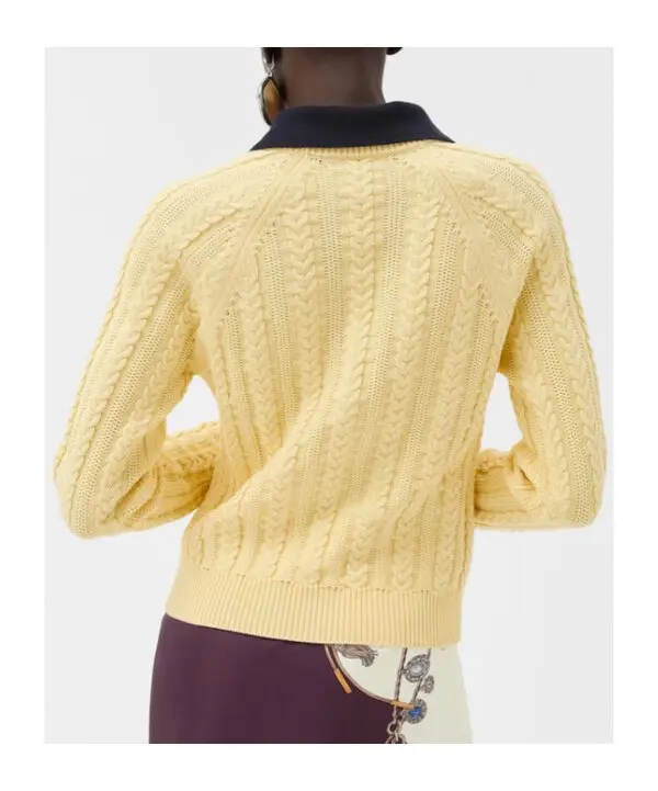 Versace Cable-knit Contrasting Collar Sweater - Yellow