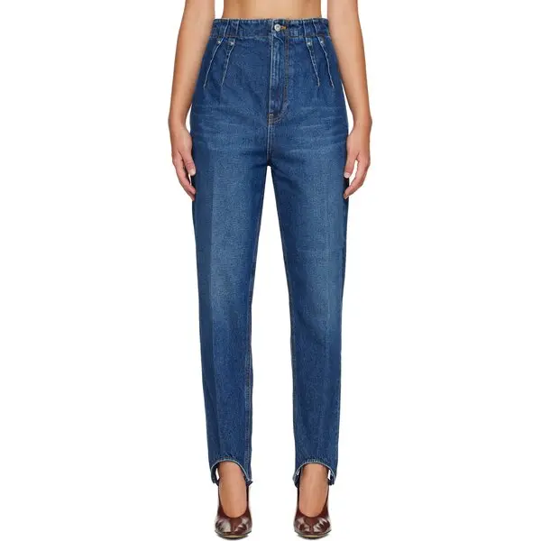 MUGLER High-waisted Pleated Denim Pants