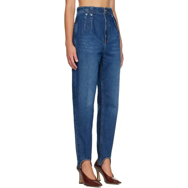 MUGLER High-waisted Pleated Denim Pants
