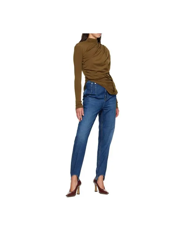 MUGLER High-waisted Pleated Denim Pants