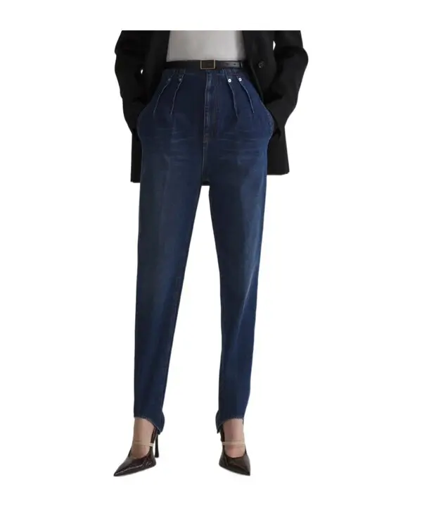 MUGLER High-waisted Pleated Denim Pants
