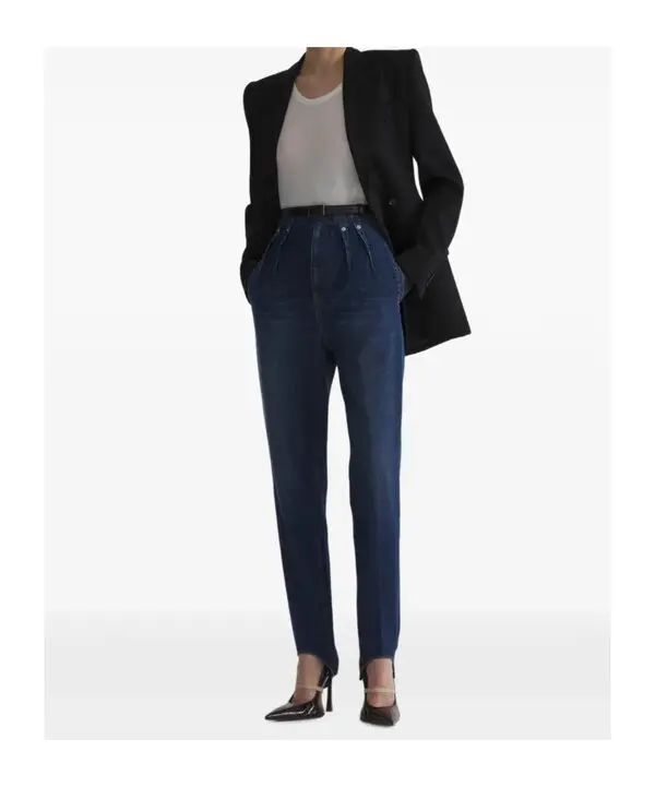 MUGLER High-waisted Pleated Denim Pants