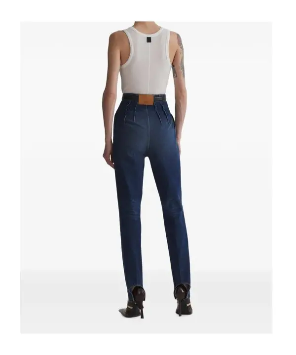 MUGLER High-waisted Pleated Denim Pants